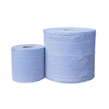 200mm x 180m Blue Centrefeed Paper Rolls
