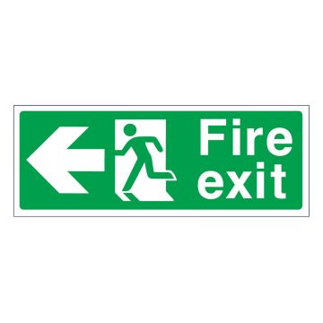 Fire Exit Down Left Rigid Plastic Sign (400 x 150mm)