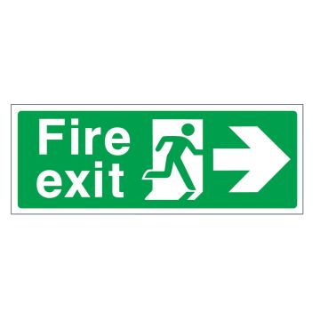 Fire Exit Down Right Rigid Plastic Sign (400 x 150mm)