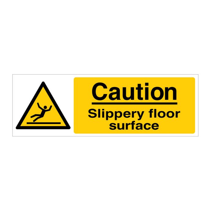 Caution Slippery Surface Rigid Plastic Sign (300 x 100mm)