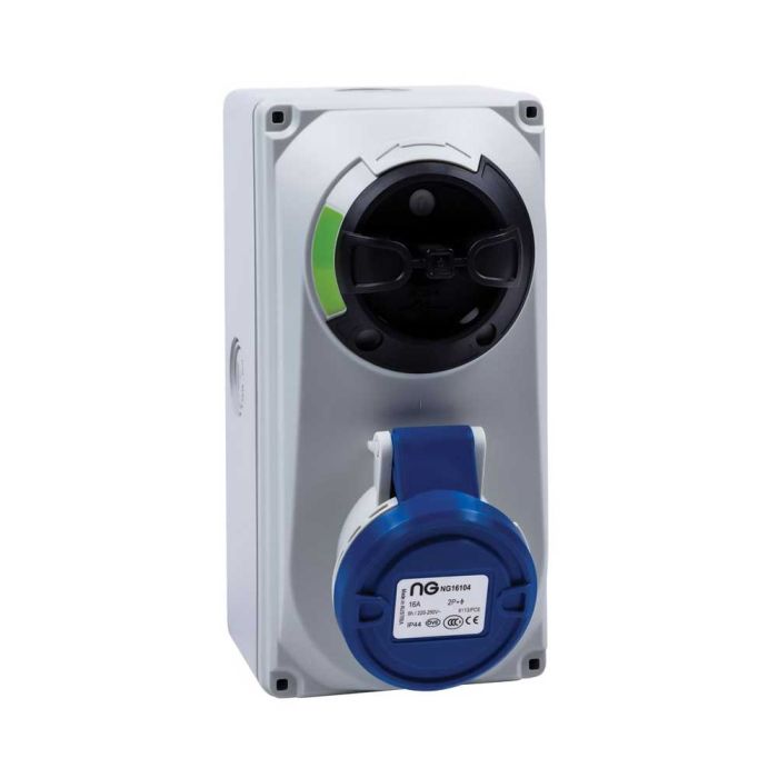240V 16 Amp 3 Pin Wall Mounted Interlocked Switch Socket