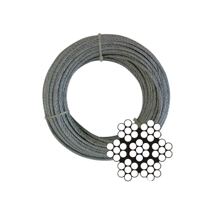 4.0mm x 50m Galvanised Wire Rope (7x7 Strand)