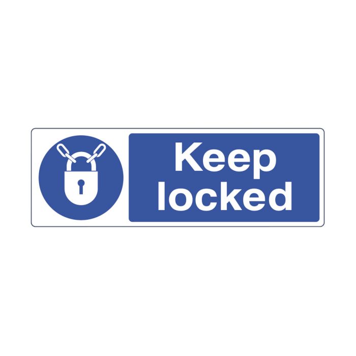 Keep Locked Rigid Plastic Sign (300 x 100mm)