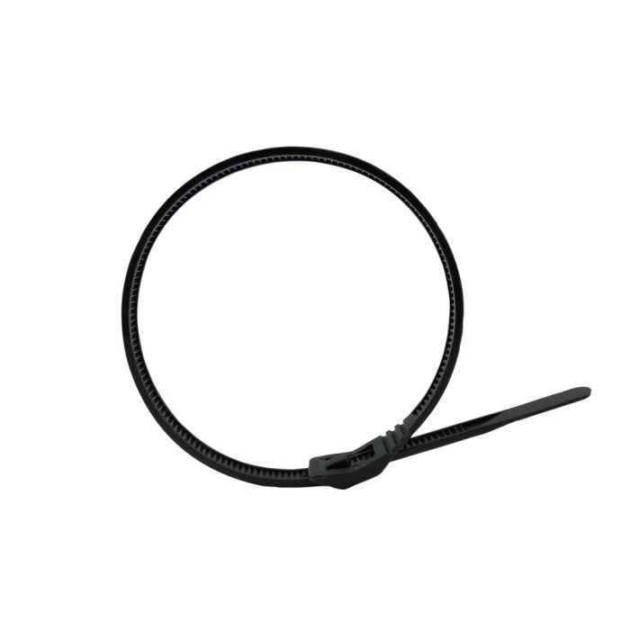 Black In Line Low Profile Cable Tie 360 x 9.0mm | Compact Head | Smooth Fit