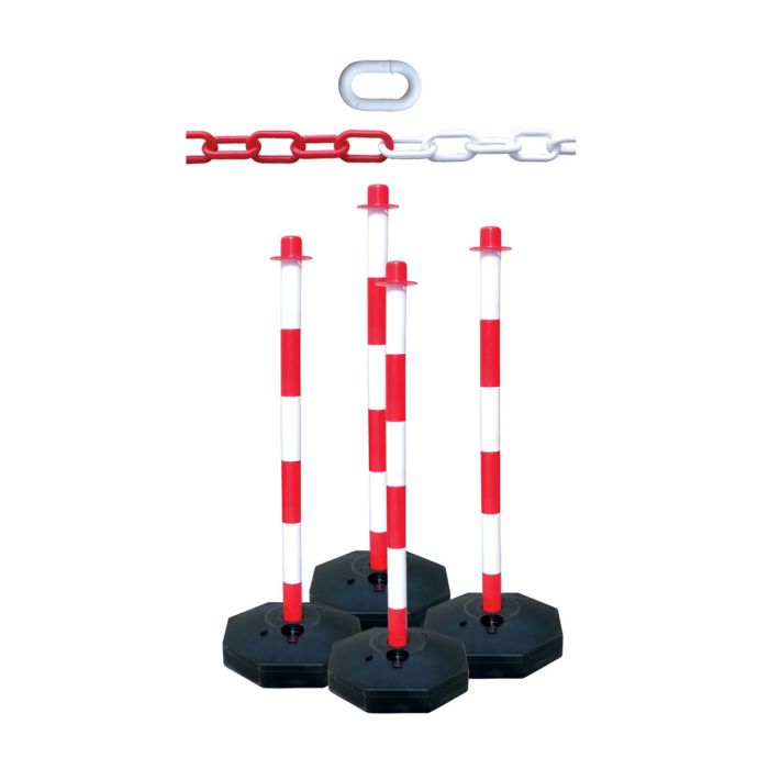 8mm Plastic Chain & Post Set (Red/White)