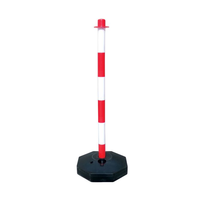 Set of 2 Plastic Posts & Refillable Bases Red & White