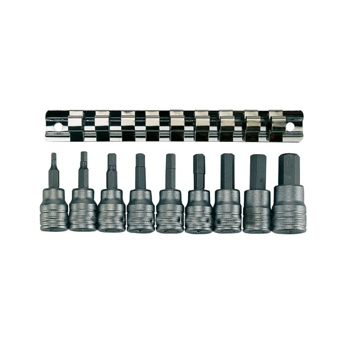 Teng 9 Piece 3/8" Drive Metric Hex Bit Socket Clip Rail Set